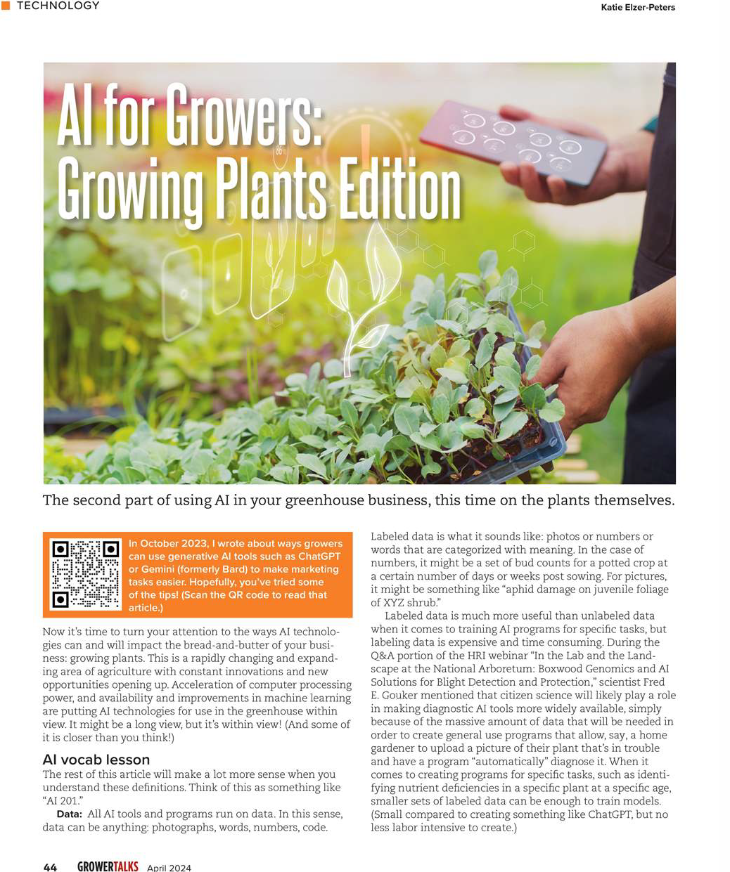 AI for Growers: Growing Plants Edition, Grower Talks, April 2024 - The ...